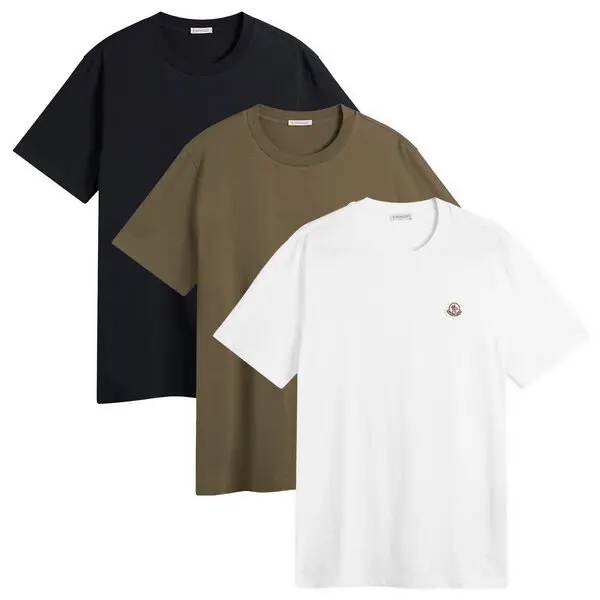 Moncler Short Sleeve 3 Pack Cotton T-shirts - Multi