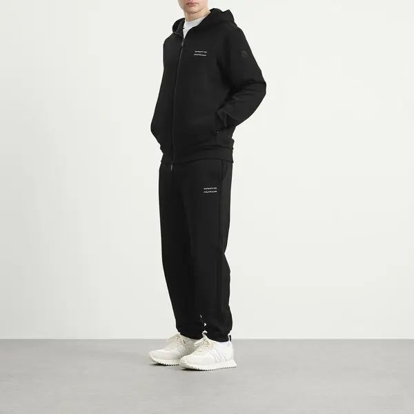 Moncler Stripe Logo Zip-up Hoodie - Black