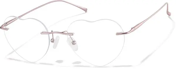 Zenni Heart Stainless Steel Rimless Eyeglasses - Rose Gold
