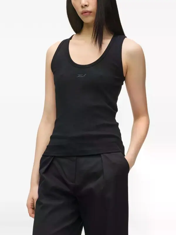 Karl Lagerfeld Logo Detail Tank Top - Black