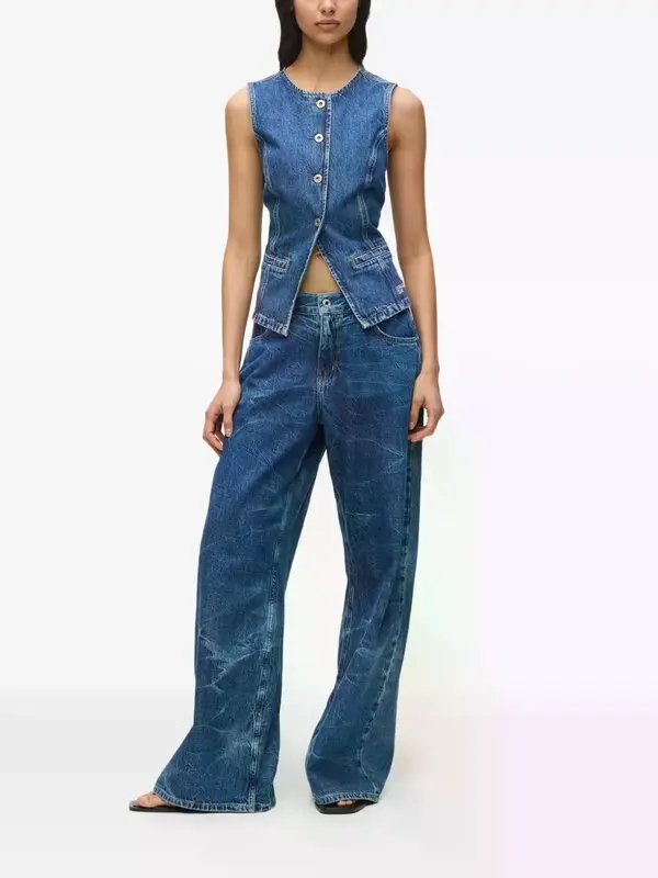 Karl Lagerfeld Wrinkle-effect Wide Leg Jeans