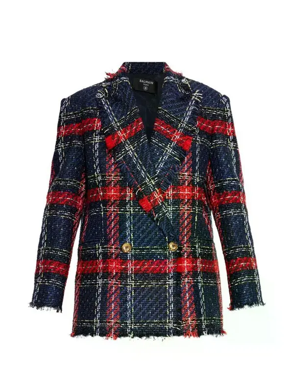 Balmain Plaid-check Tweed Blazer