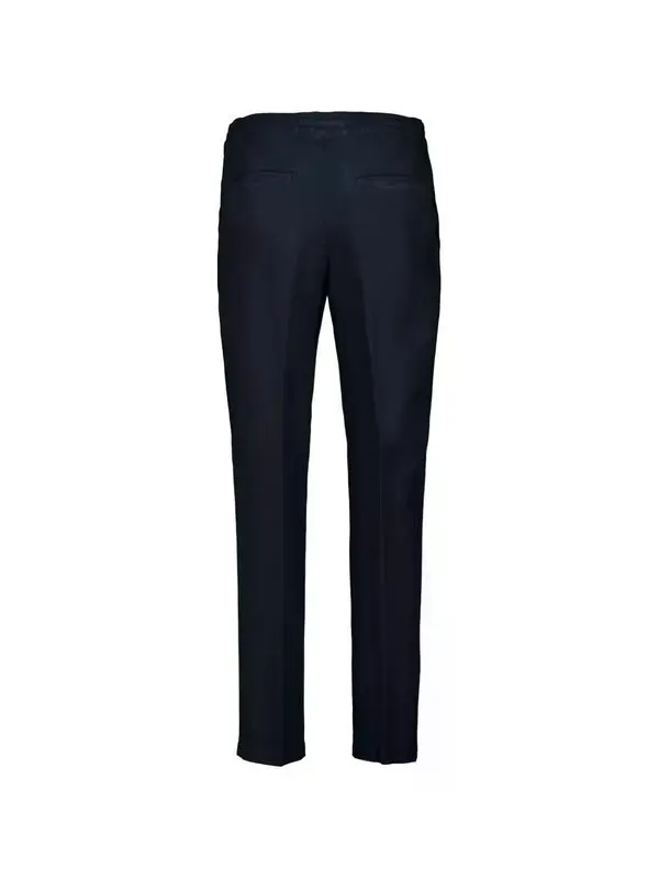 120% Lino Linen Drawstring Trousers - Blue