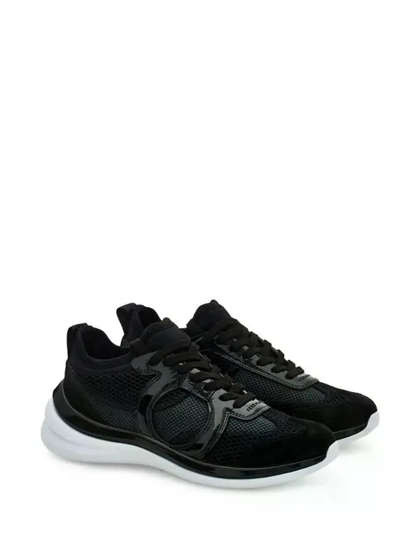 FERRAGAMO Gancini Sneakers With Mesh Detail - Black