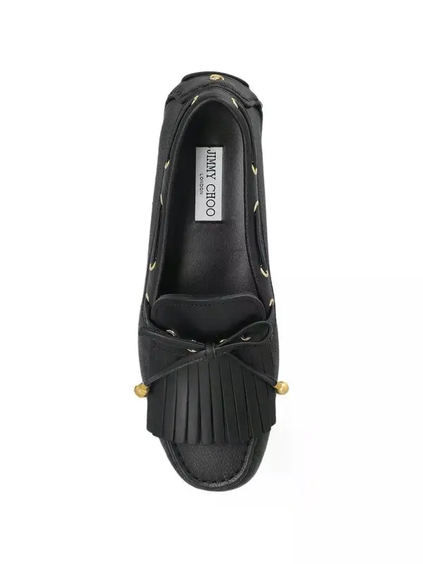 JIMMY CHOO Manon Leather Boat Shoes - Black