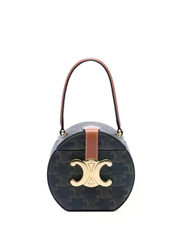 Celine 2022 Triomphe Coated Canvas Round Box Handbag