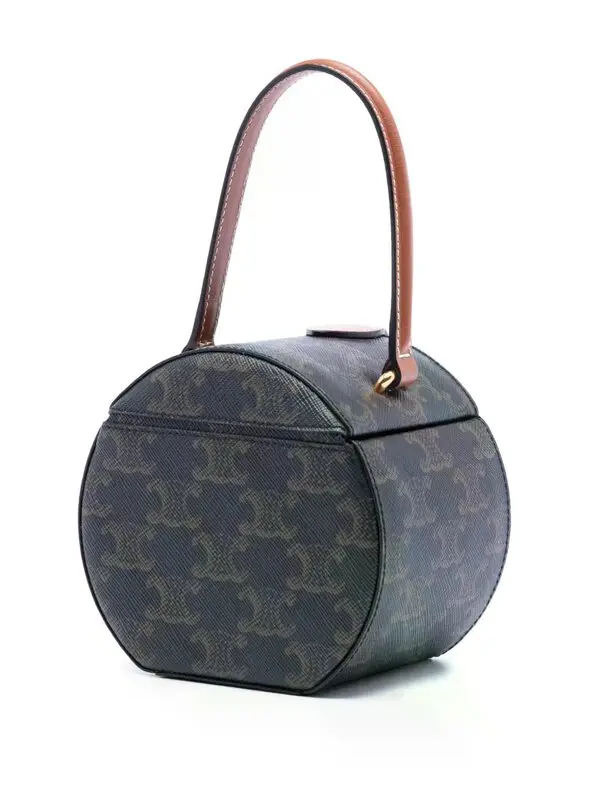 Celine 2022 Triomphe Coated Canvas Round Box Handbag