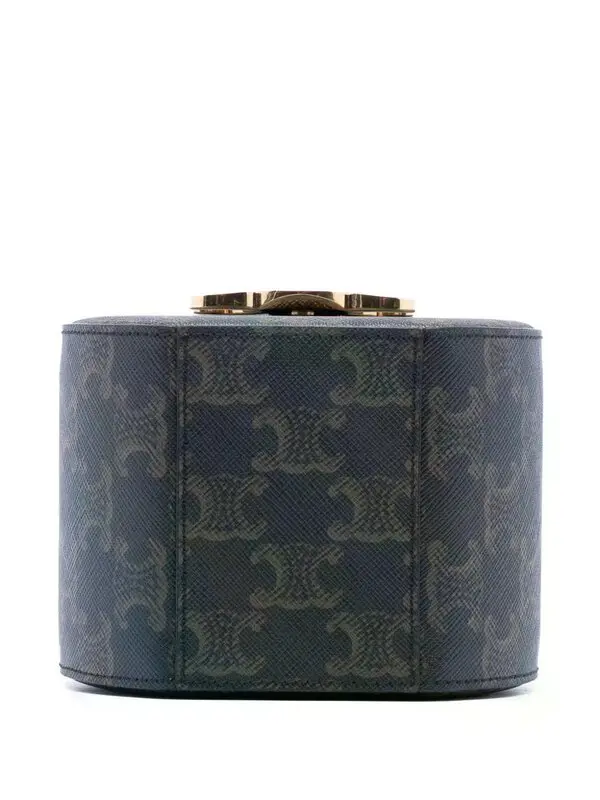 Celine 2022 Triomphe Coated Canvas Round Box Handbag