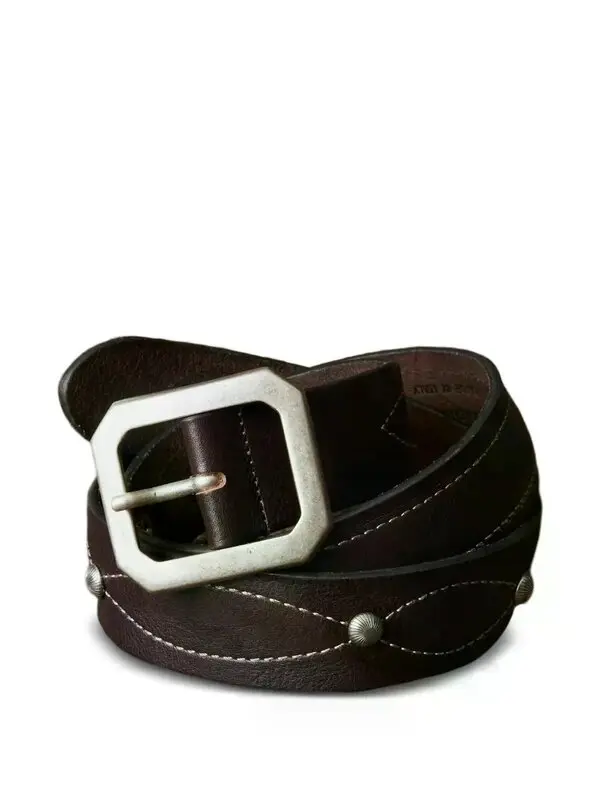 FORTELA Topstitching Leather Belt - Brown
