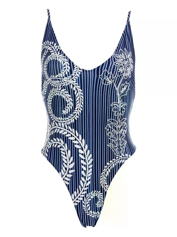 Agua Bendita Luca Embroidered Swimsuit - Blue