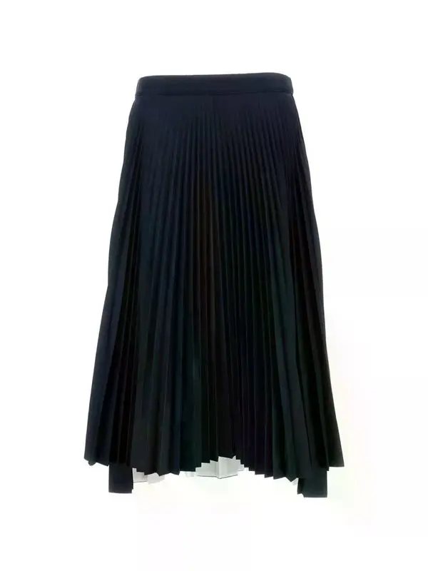 Plan C Pleated Asymmetric Midi Skirt