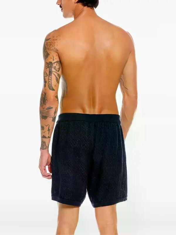 Agua Bendita Maury Embroidered Ribbed Shorts - Black