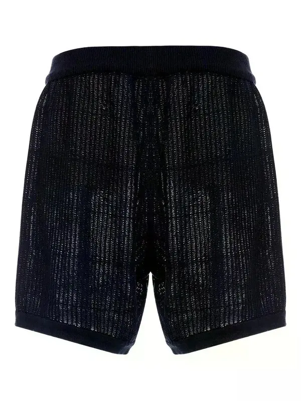 Agua Bendita Maury Embroidered Ribbed Shorts - Black