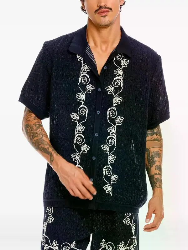 Agua Bendita Jared Floral-embroidered Shirt