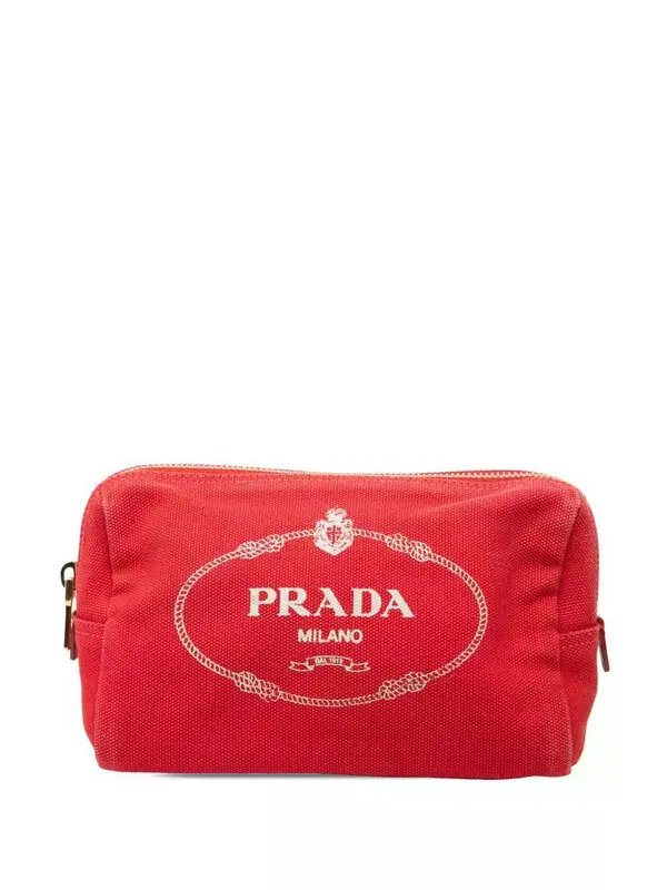 Prada 2010-2025 Canvas Canapa Pouch - Red