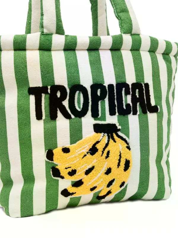 Farm Rio Striped Tropical Banana Tote Bag