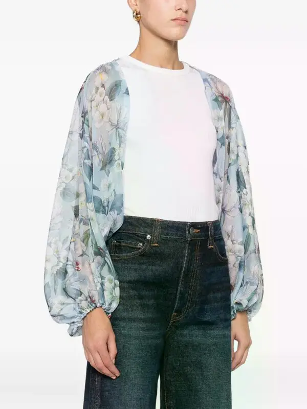 GIADA CURTI Floral Balloon-sleeve Cropped Jacket