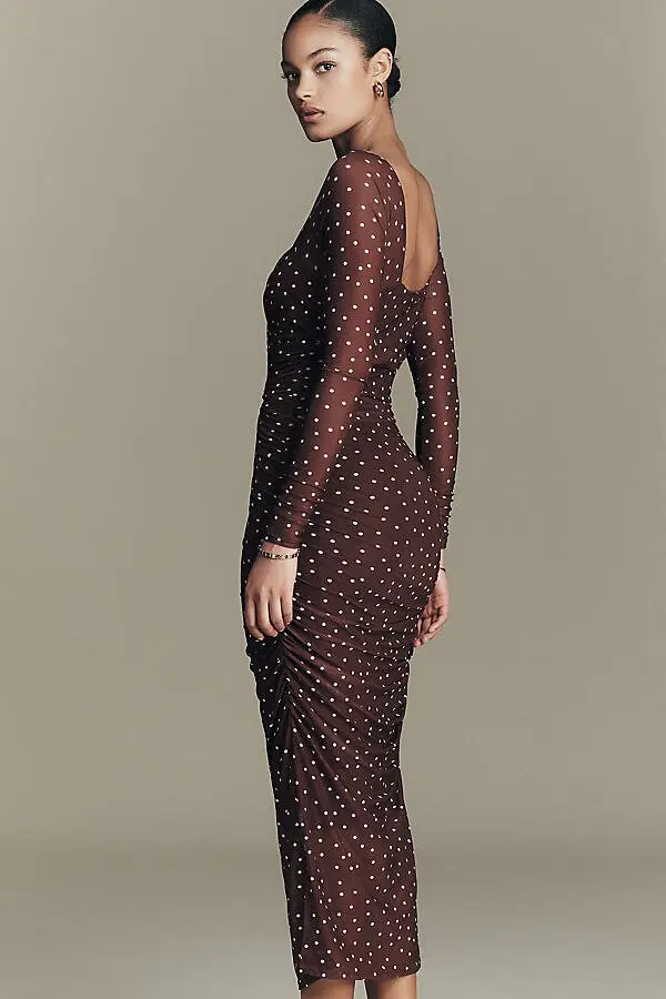 Maeve Sweetheart Mesh Midi Dress
