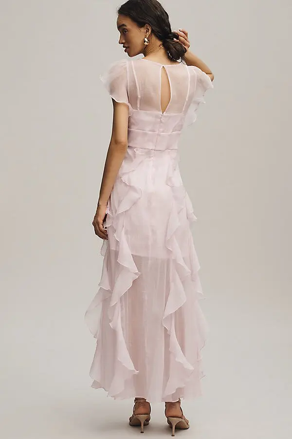 HUTCH Amity Organza Ruffle Maxi Dress