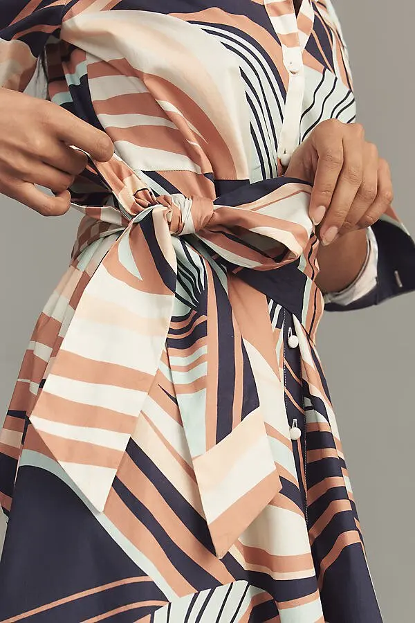 HUTCH Cotton Sateen Mini Shirt Dress