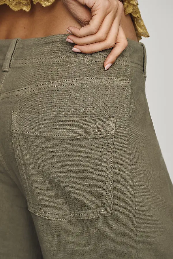 PILCRO Adi Linen Blend Mid-rise Flare Pants - Mermaid