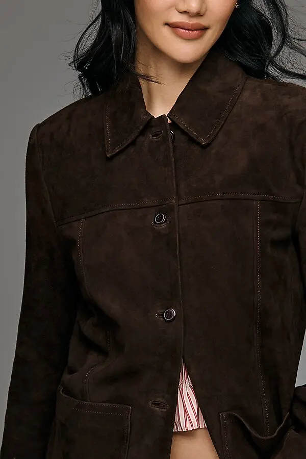 REFORMATION Veda Lincoln Suede Shirt Jacket