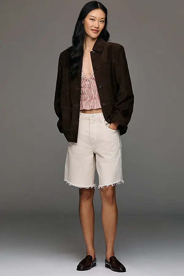 REFORMATION Veda Lincoln Suede Shirt Jacket