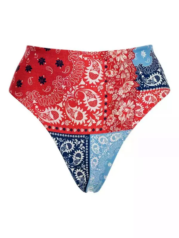 Agua Bendita Paisley-print High-waisted Bikini - Blue