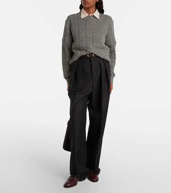 Loro Piana Cedar Cable-knit Cashmere Sweater - Grey