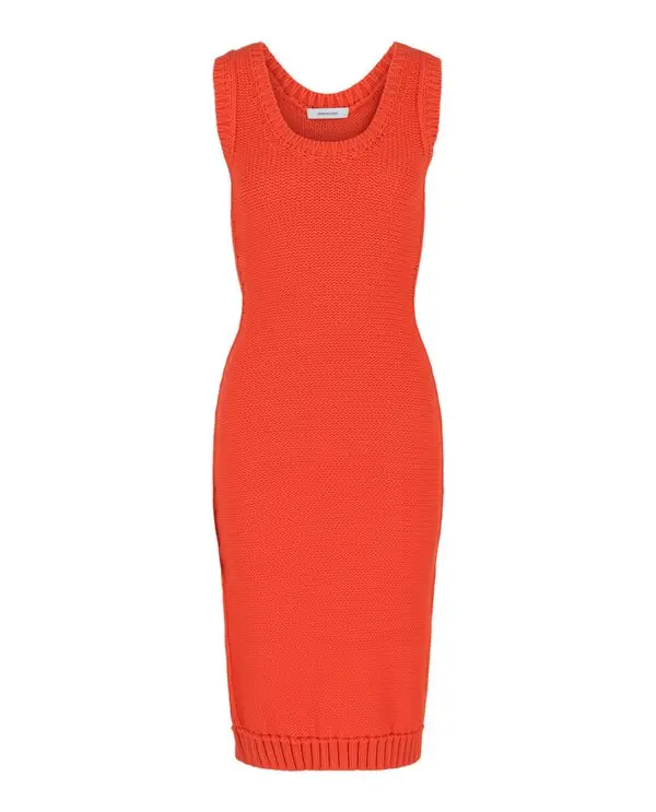 FERRAGAMO Sleeveless Midi Ribbed Dress