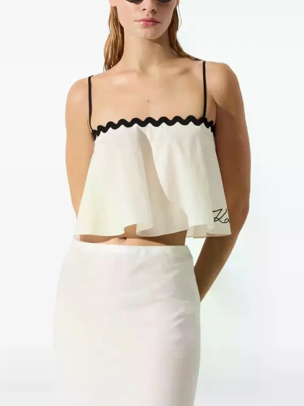 Karl Lagerfeld Scallop Beach Cropped Top - Neutrals