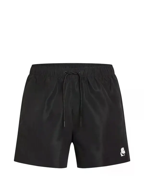 Karl Lagerfeld Logo Drawstring Swim Shorts - Black