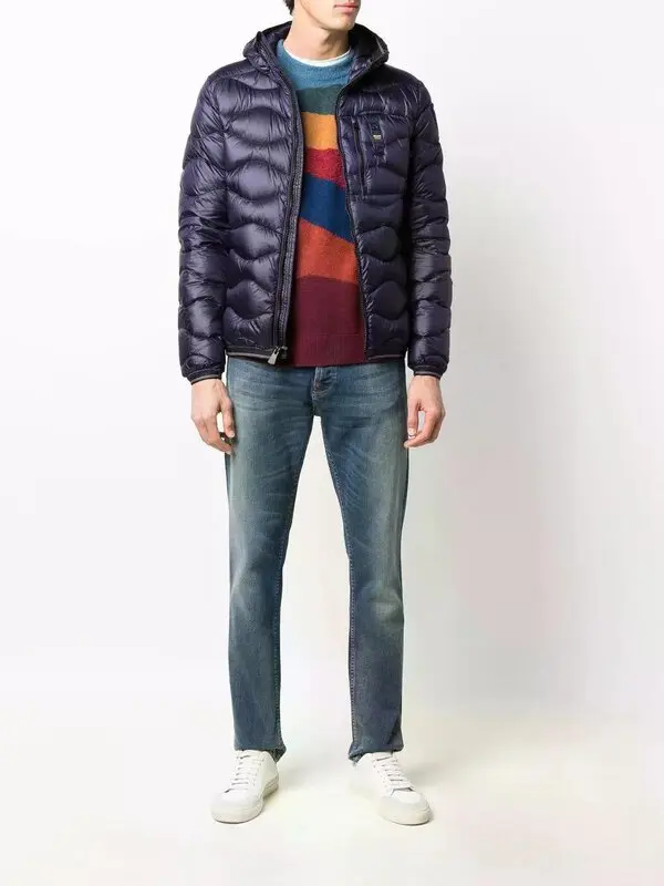 BLAUER. Quilted Down Jacket - Blue