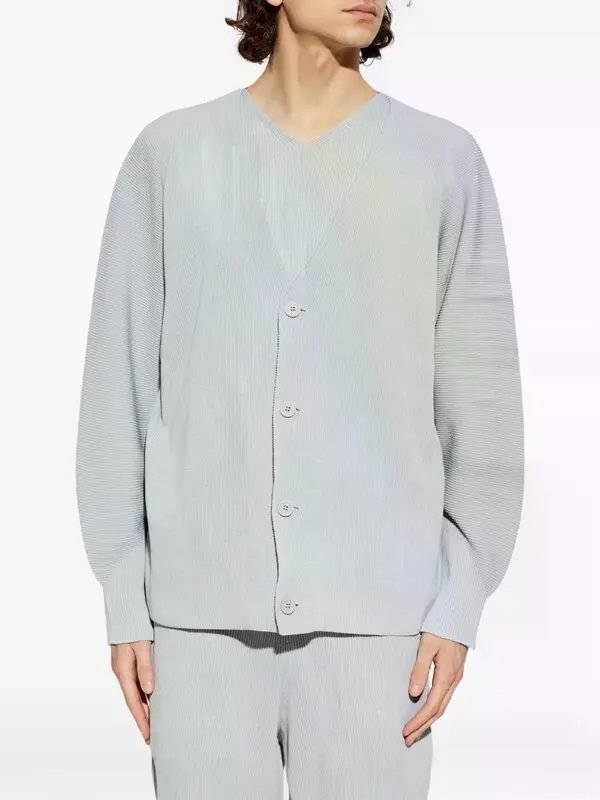 Issey Miyake Pleated Button Cardigan - Grey