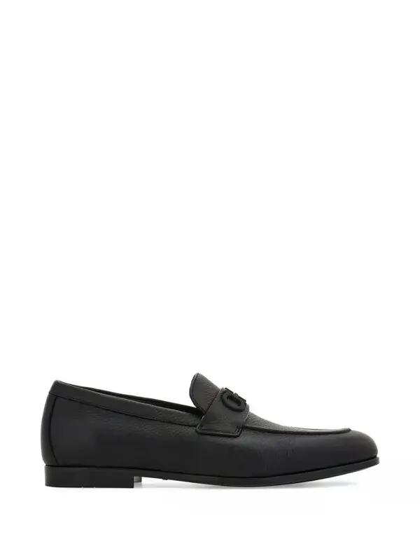 FERRAGAMO Gancini Loafers In Hammered Deerskin - Black