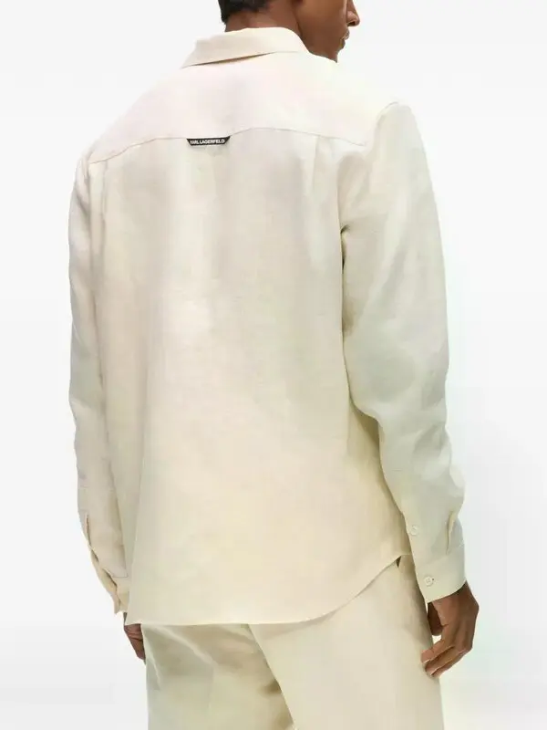 Karl Lagerfeld Monogram Linen Shirt - Neutrals