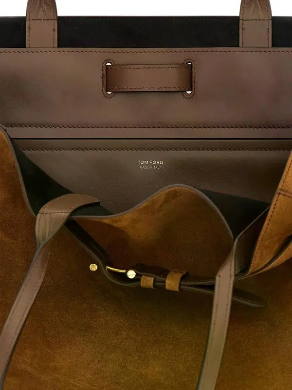 TOM FORD Calfskin Tote Bag With Metal Buckle