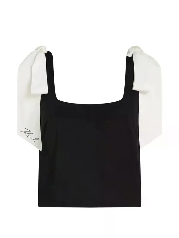 Karl Lagerfeld Signature Bow Beach Top - Black