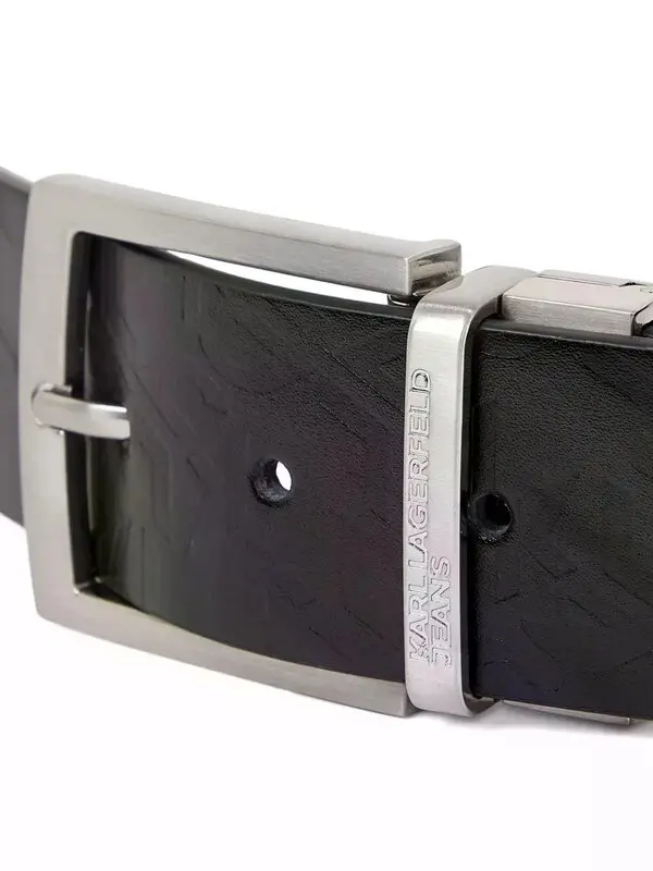 Karl Lagerfeld Monogram Leather Reversible Belt
