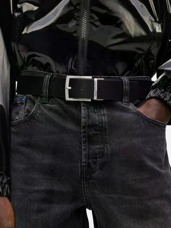 Karl Lagerfeld Monogram Leather Reversible Belt