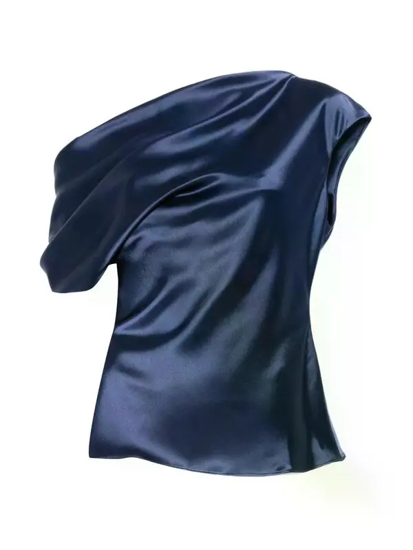 SOPHIE ET VOILA Draped-shoulder Satin Top