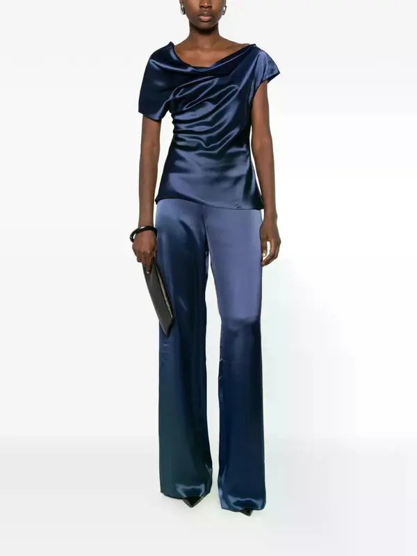 SOPHIE ET VOILA Draped-shoulder Satin Top