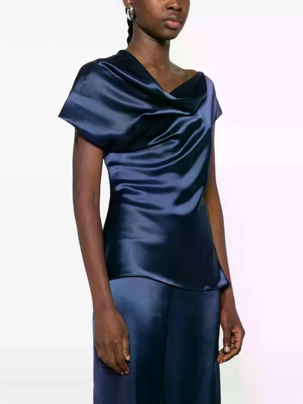 SOPHIE ET VOILA Draped-shoulder Satin Top