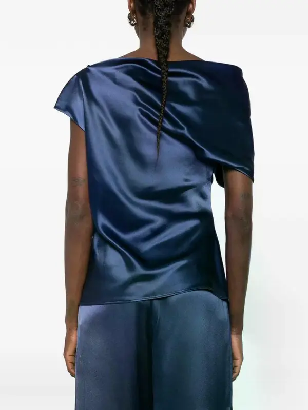 SOPHIE ET VOILA Draped-shoulder Satin Top