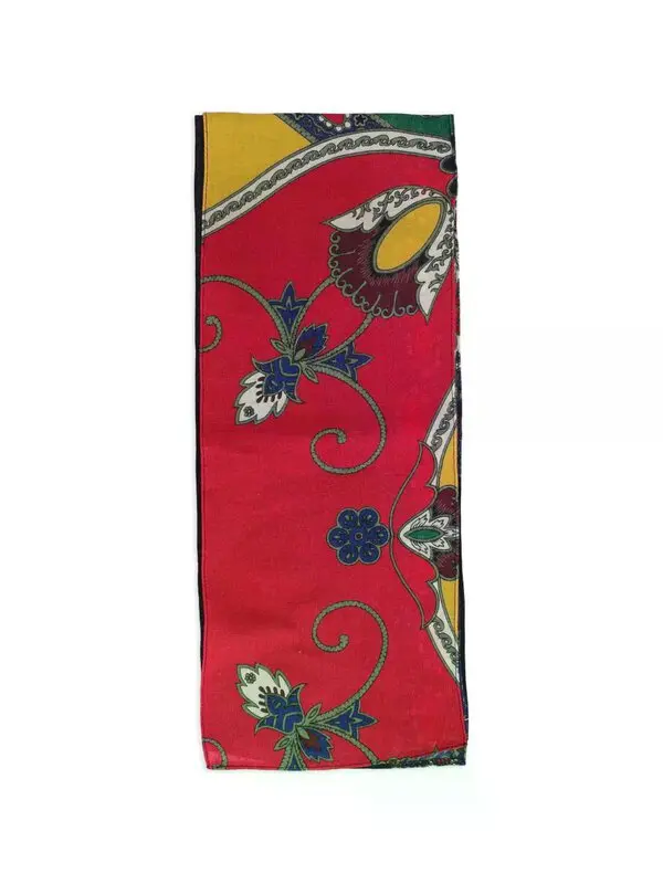 Vintage Flower-patterned Scarf - Red