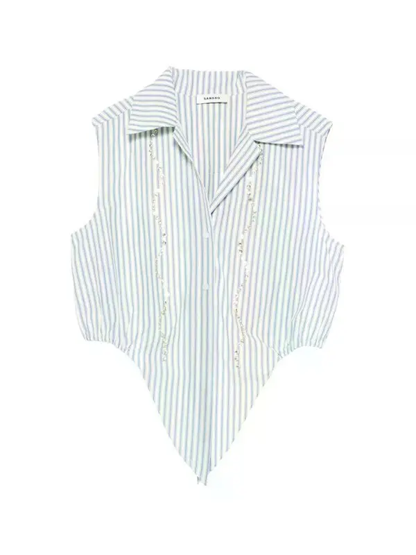 Sandro Striped-pattern Embellished Shirt
