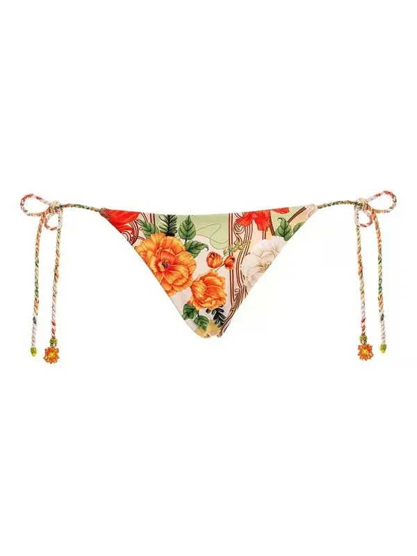 Agua Bendita Alegria Floral-print Bikini Bottom - Neutrals