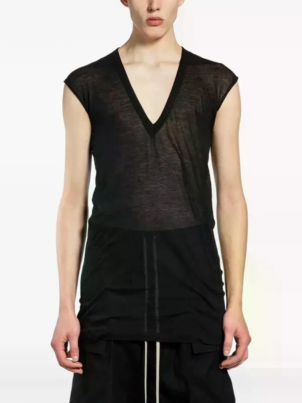Rick Owens Sleeveless V-neck T-shirt - Black