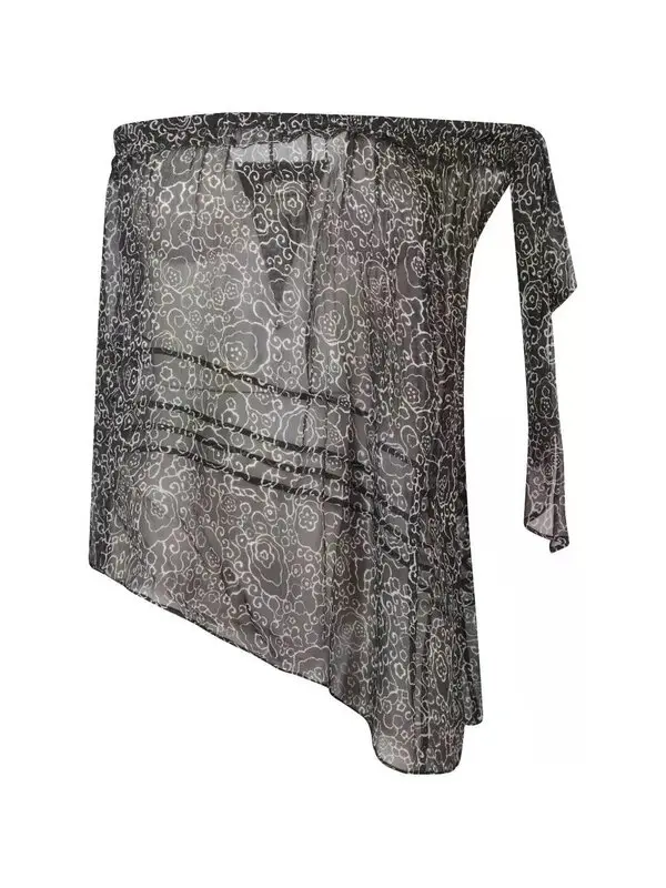 MARANT ETOILE Asymmetrical-neck Floral Top - Black