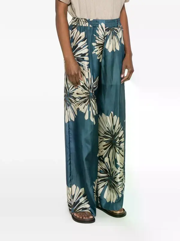 Brunello Cucinelli Floral-print Trousers - Blue